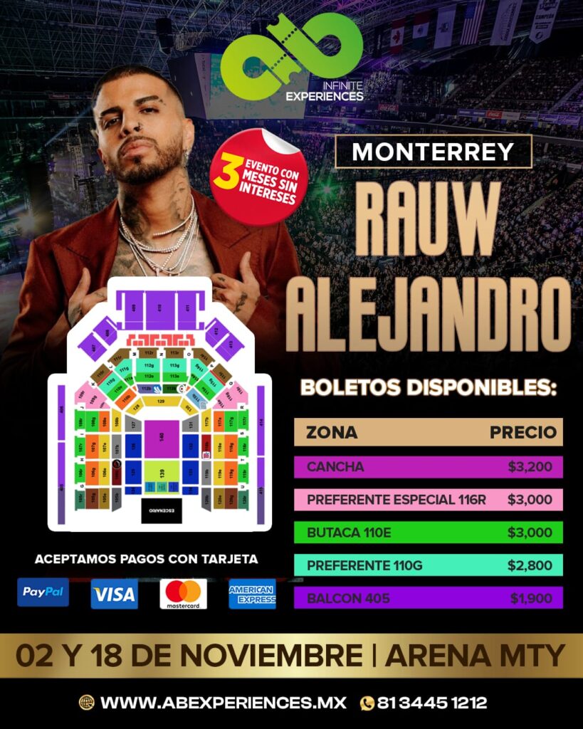 RAUW ALEJANDRO MONTERREY | compra tus boletos | AB Infinite Experiences